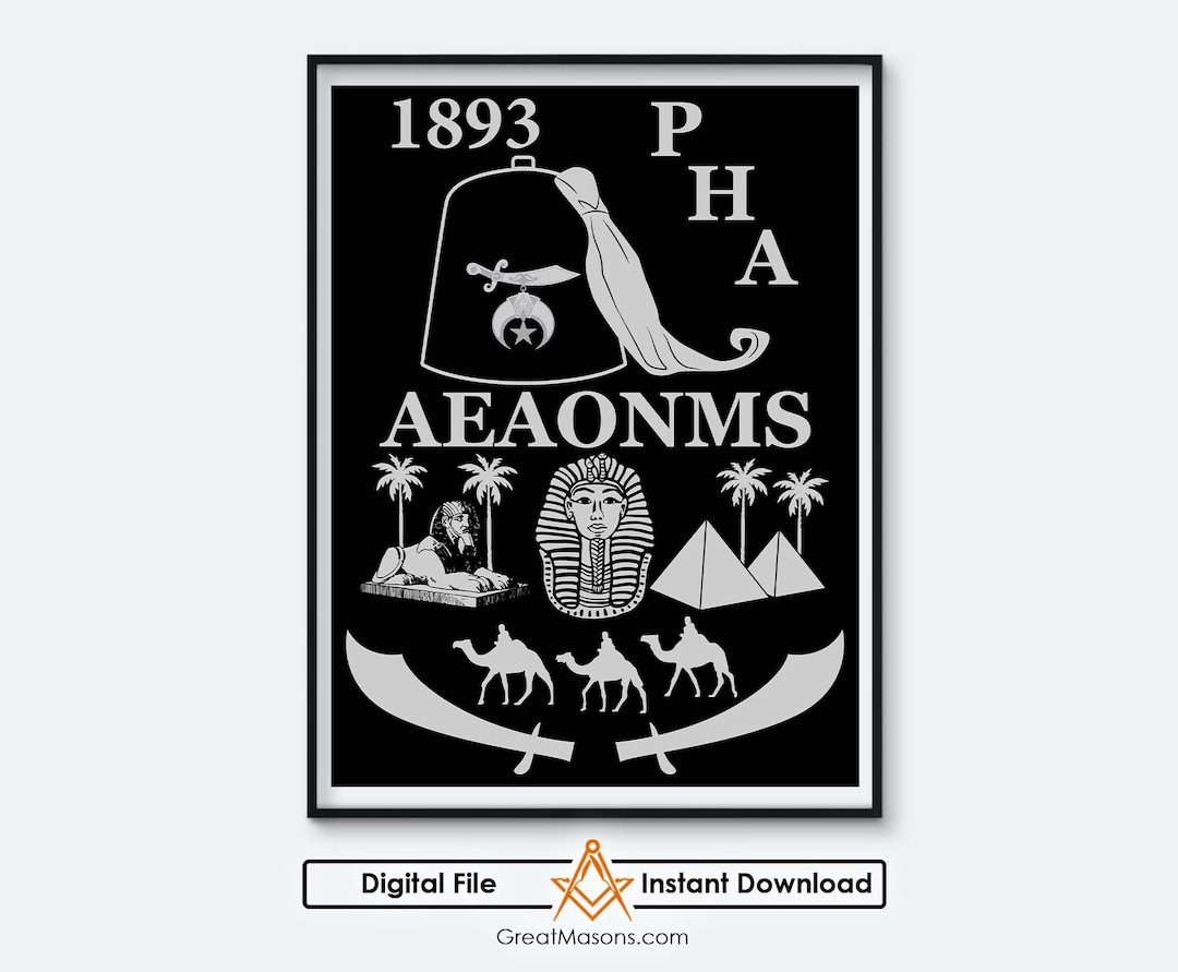 Shriner PHA 1893 AEAONMS Pharaoh Camel Desert Shriners Freemasonry Art ...