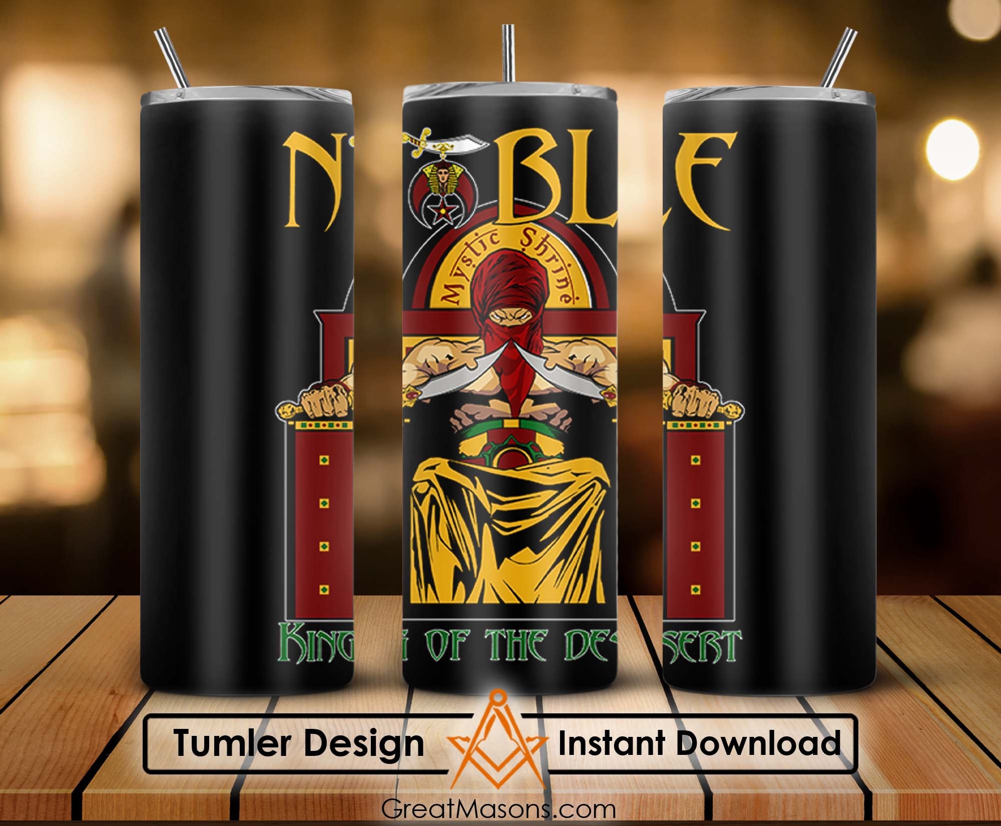 Noble Mystic Shrine King of the Desert Shriner AEAONMS 20oz 30oz Skinny ...