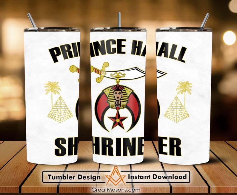 Prince Hall Shriner PHA Symbol Scimitar Crescent Star Masonic Art 20oz ...