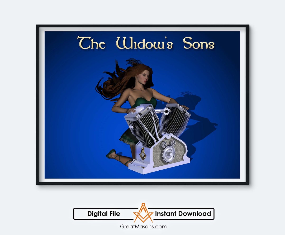 Widows Sons Masonic Motorcycle Hiram Abiff Masons Square & Compasses 3D ...