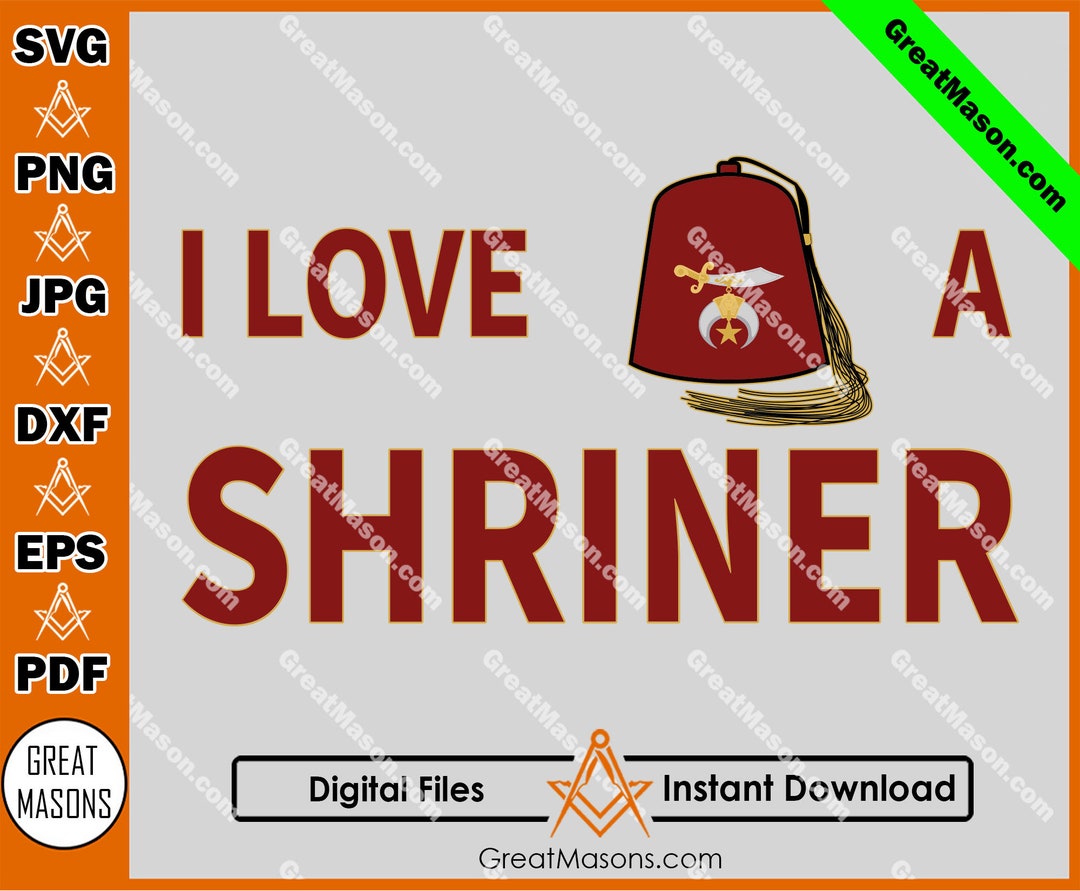 I Love A Shriner Heart Shrine Fez Sword Star Symbol Shriners Freemason ...
