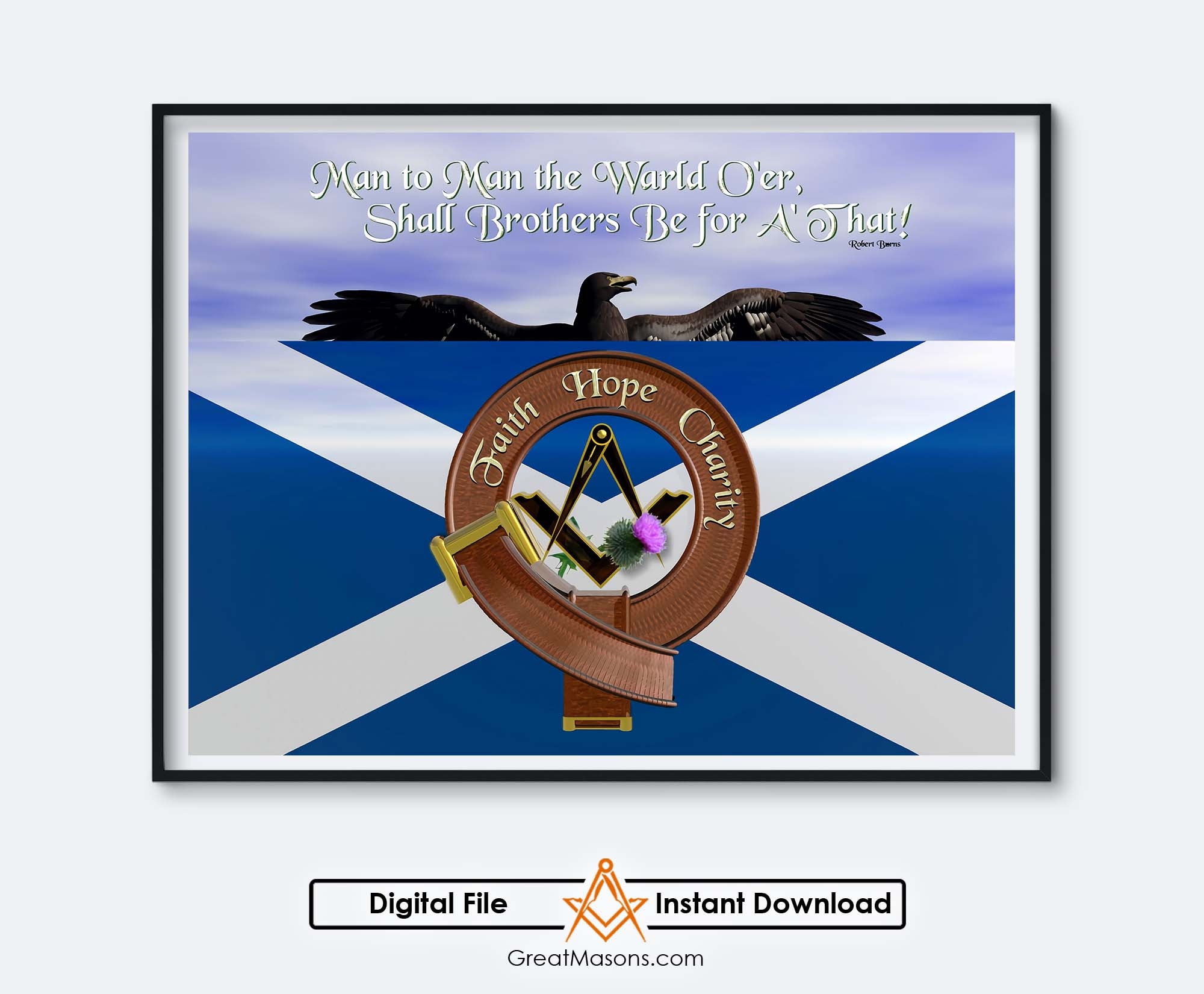 Masonic Scottish Flag of Scotland Faith Hope Charity Square & Compasses ...