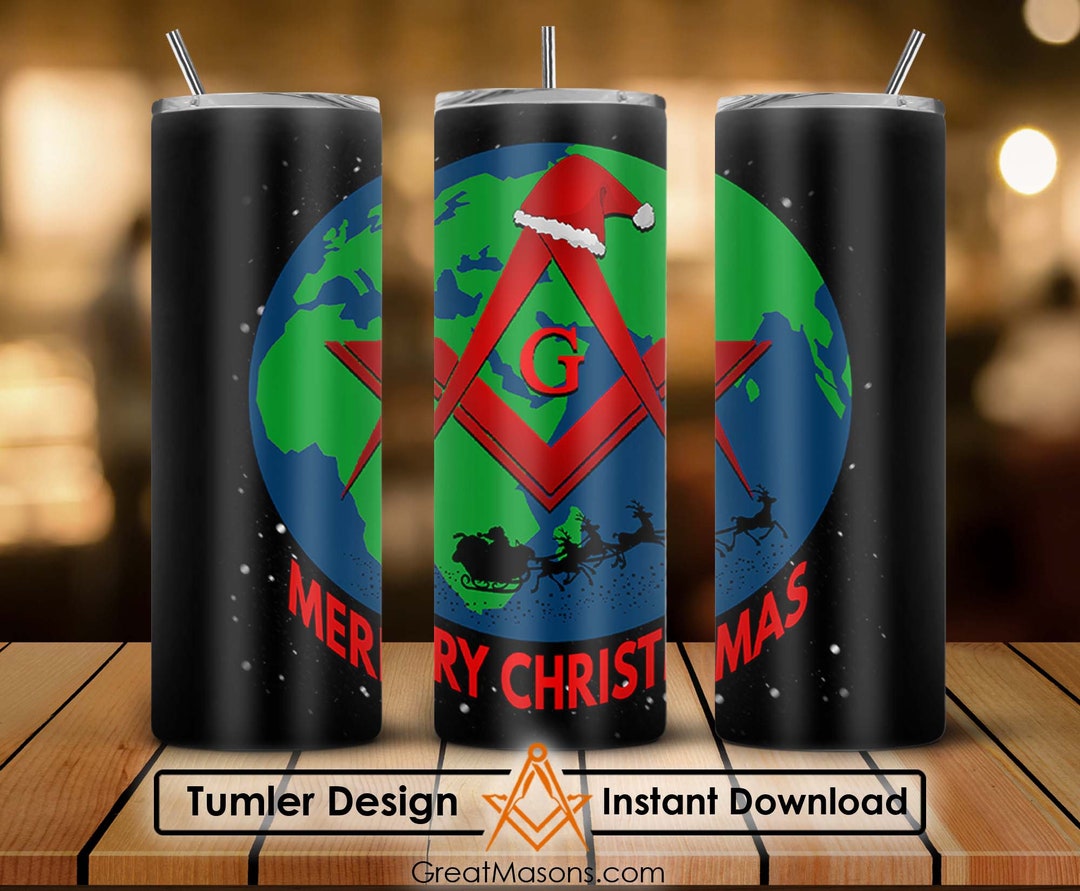 Masonic Santa Claus Merry Christmas Earth Great Masons 20oz 30oz Skinny ...