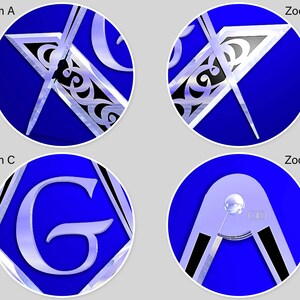 Mason Symbol Freemasons Blue Emblems Logo Masonic Square & Compasses 3D ...