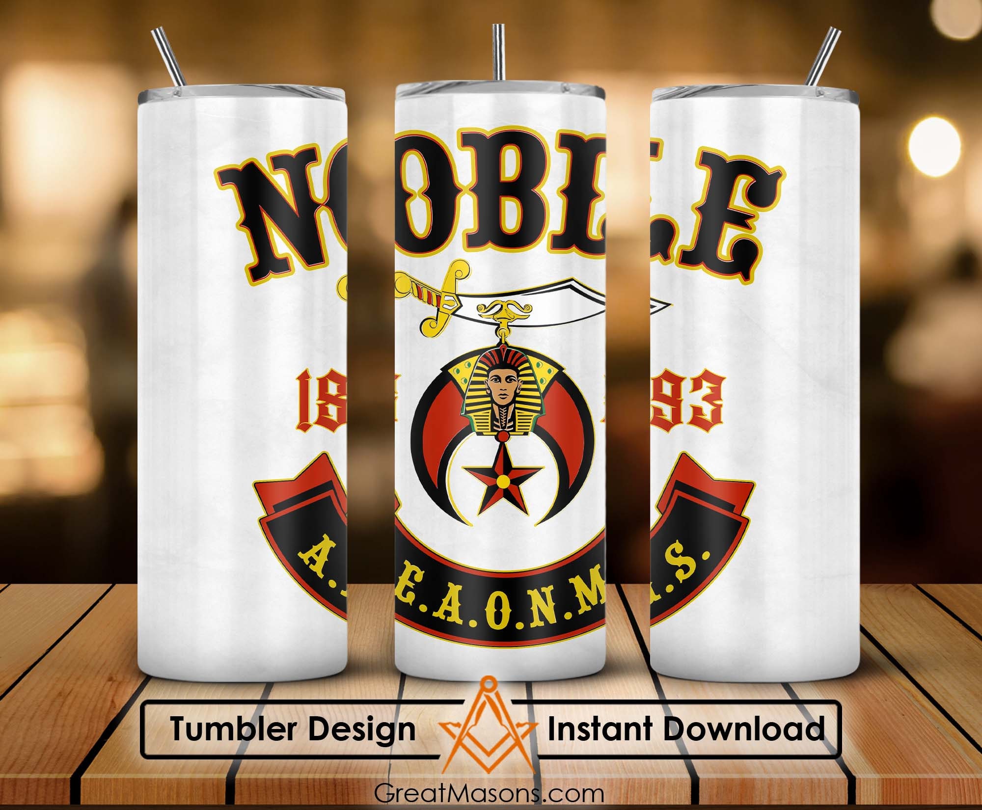 Noble 1893 AEAONMS Shriner Scimitar Crescent and Star 20oz - Etsy