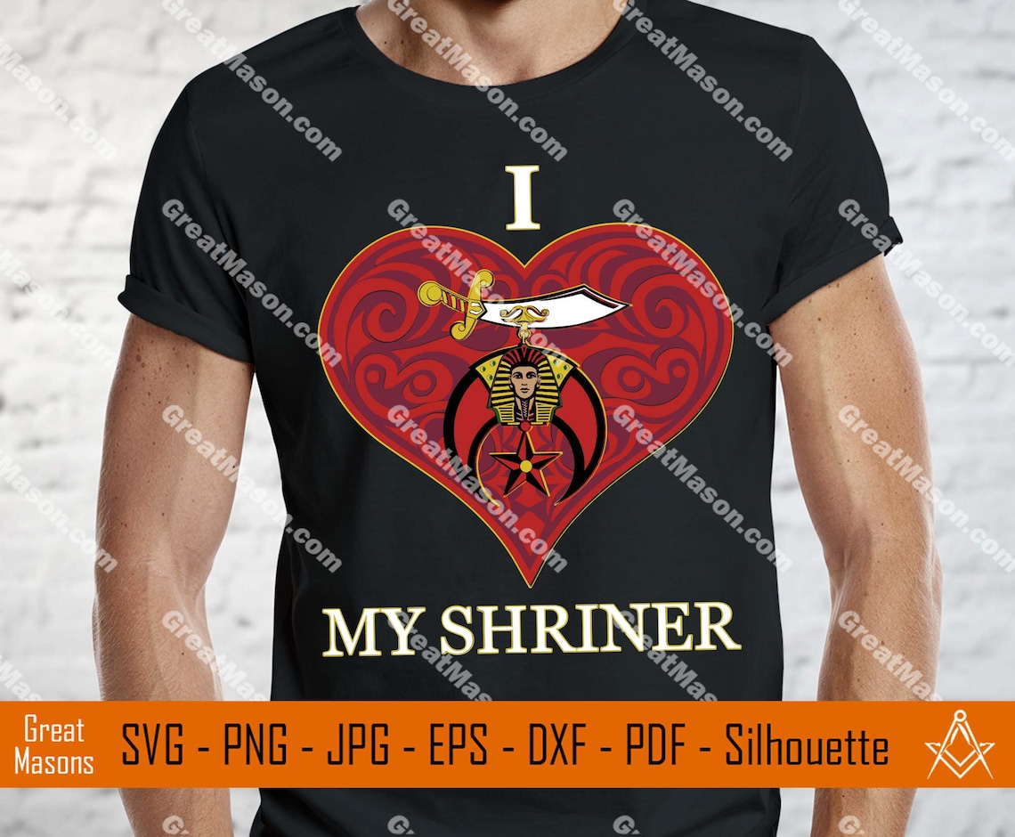 I Love My Shriner Heart Shrine Fez Sword Star Symbol Shriners Freemason ...