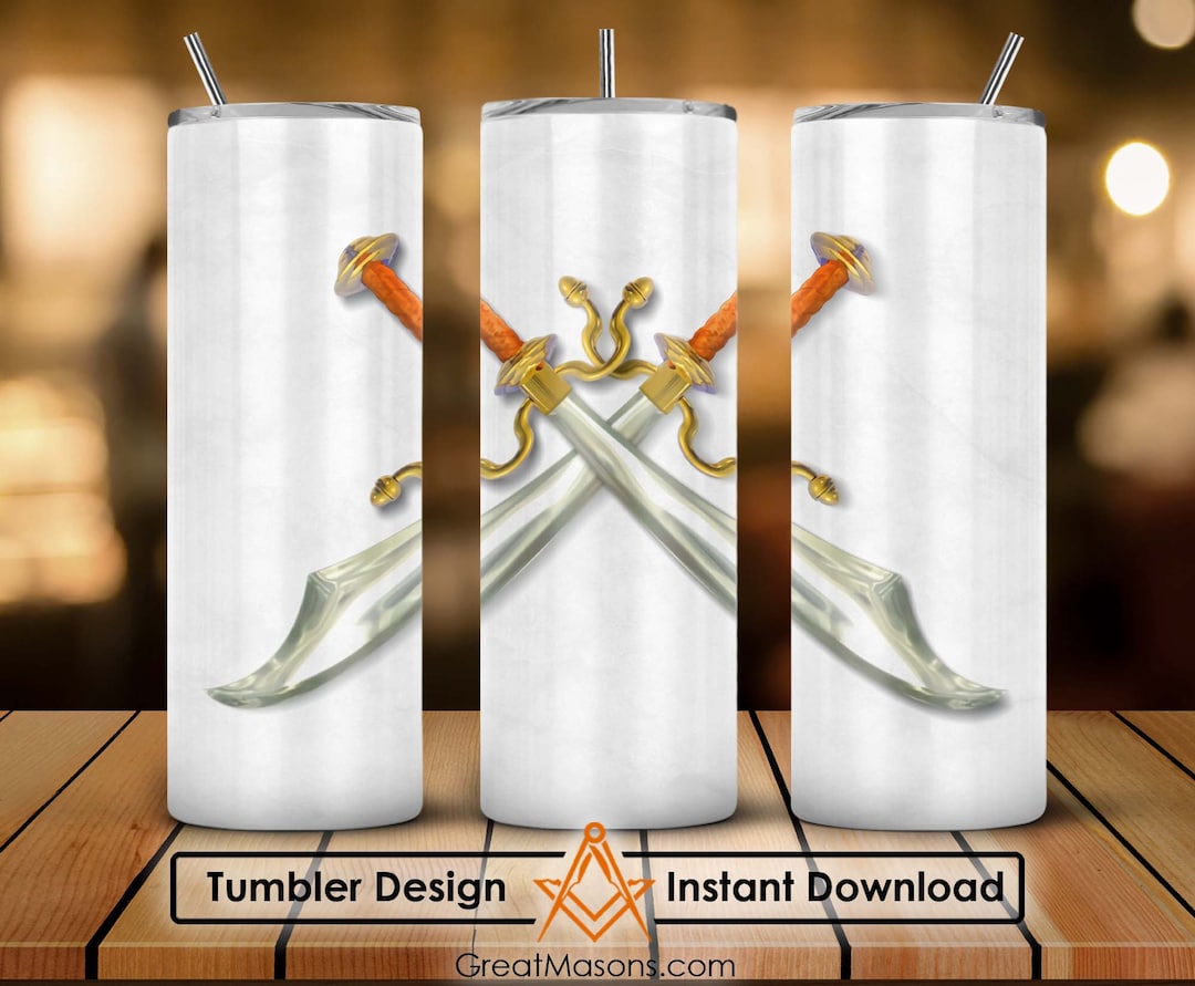 Shriner Scimitar Sword 3D Art Noble Mystic Shrine 20oz 30oz Skinny ...
