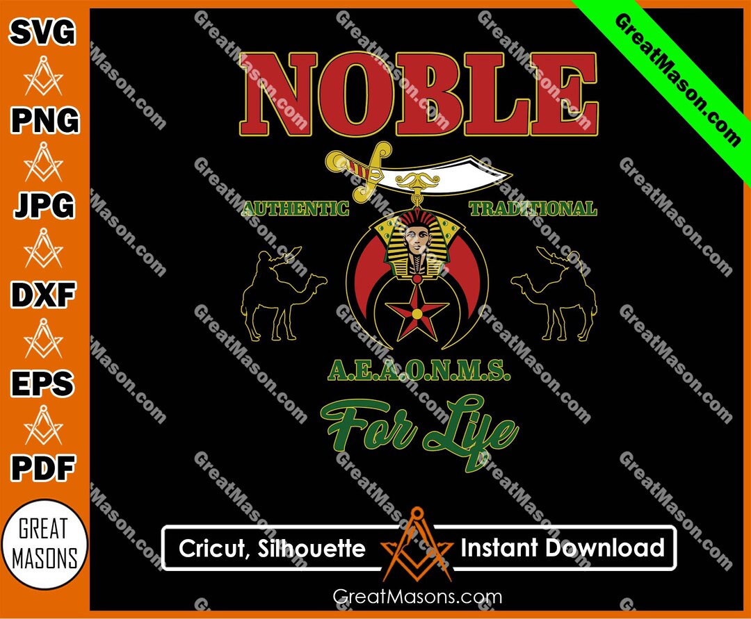 Shriner Noble AEAONMS Authentic Traditional for Life Scimitar Crescent ...