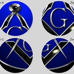 Mason Symbol Freemasons Blue Emblems Logo Masonic Square & Compasses 3D ...