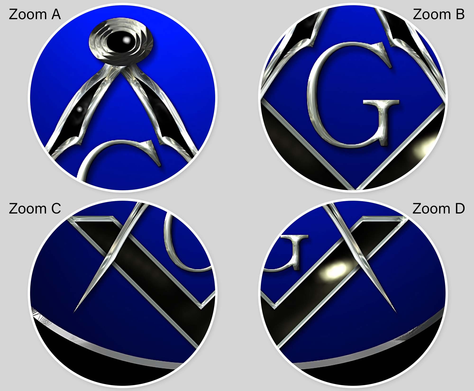 Mason Symbol Freemasons Blue Emblems Logo Masonic Square & Compasses 3D ...