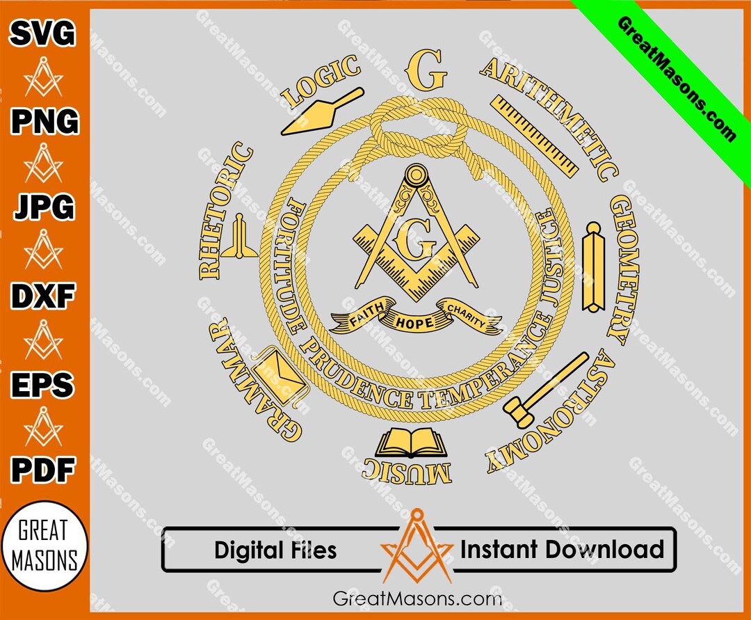 Mason Faith Hope Charity Rope Circle Logic - Great Masons *SVG, Png ...