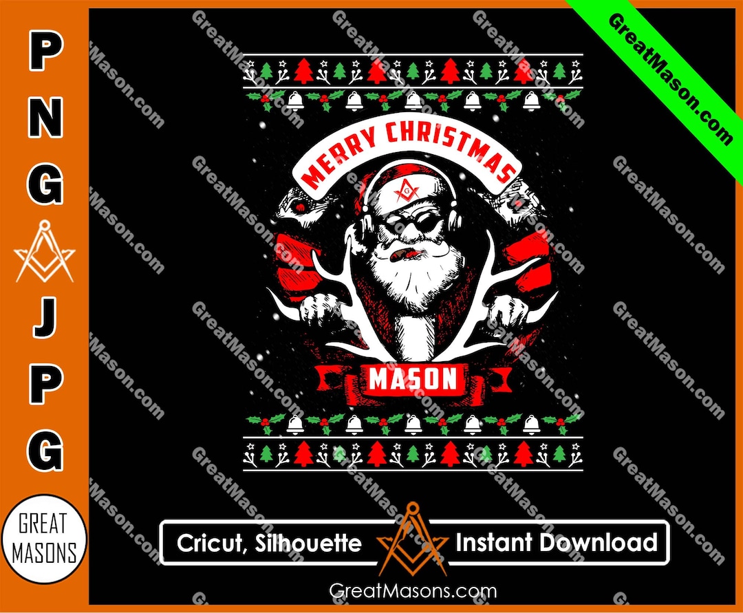 Masonic Santa Claus Merry Christmas Reindeer Ride Christmas Sweater ...