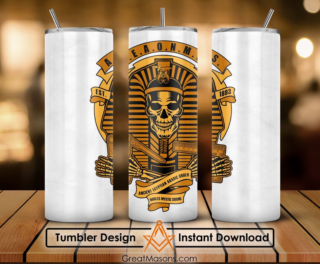 Shriner AEAONMS Pharaoh Skull Est.1893 King of the Desert Art 20oz 30oz ...