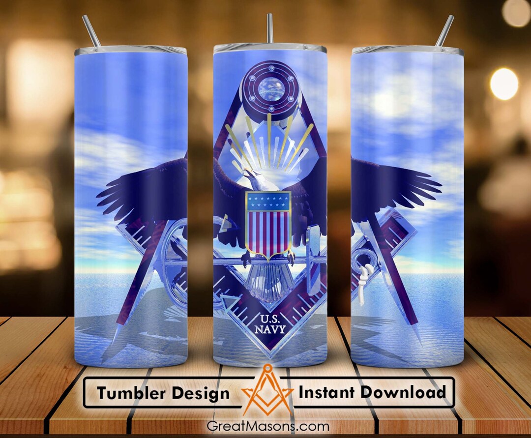 US Navy Mason Masonic Eagle Flag Great Masons 20oz 30oz Skinny Tumbler ...