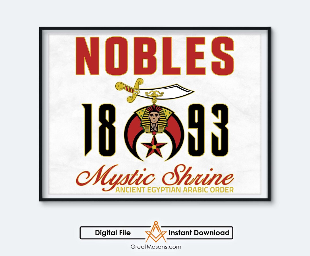 Nobles Mystic Shrine 1893 With Sword Star Symbol Shriners Freemasonry ...