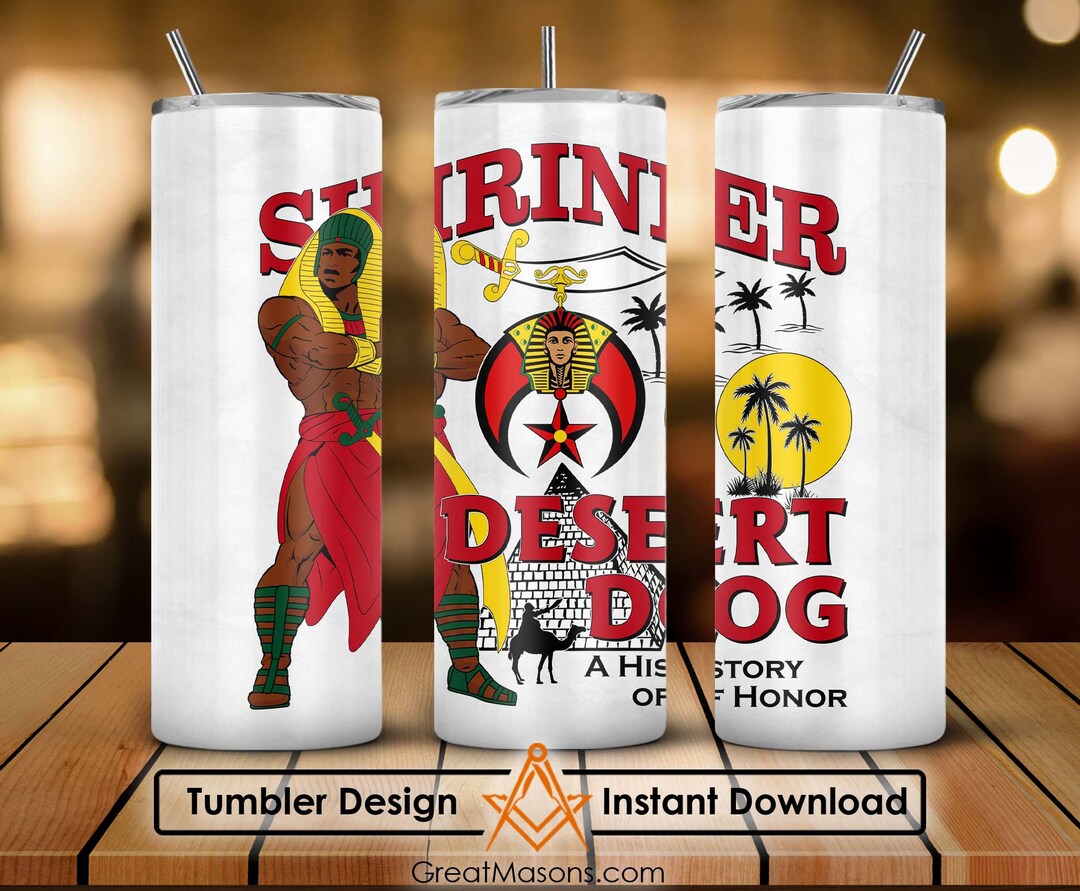 Shriner Noble Pharaoh With Swords King of the Desert Dog Art 20oz 30oz ...