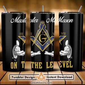 Master Mason III V VII on the Level Masonic 20oz 30oz Skinny Tumbler ...