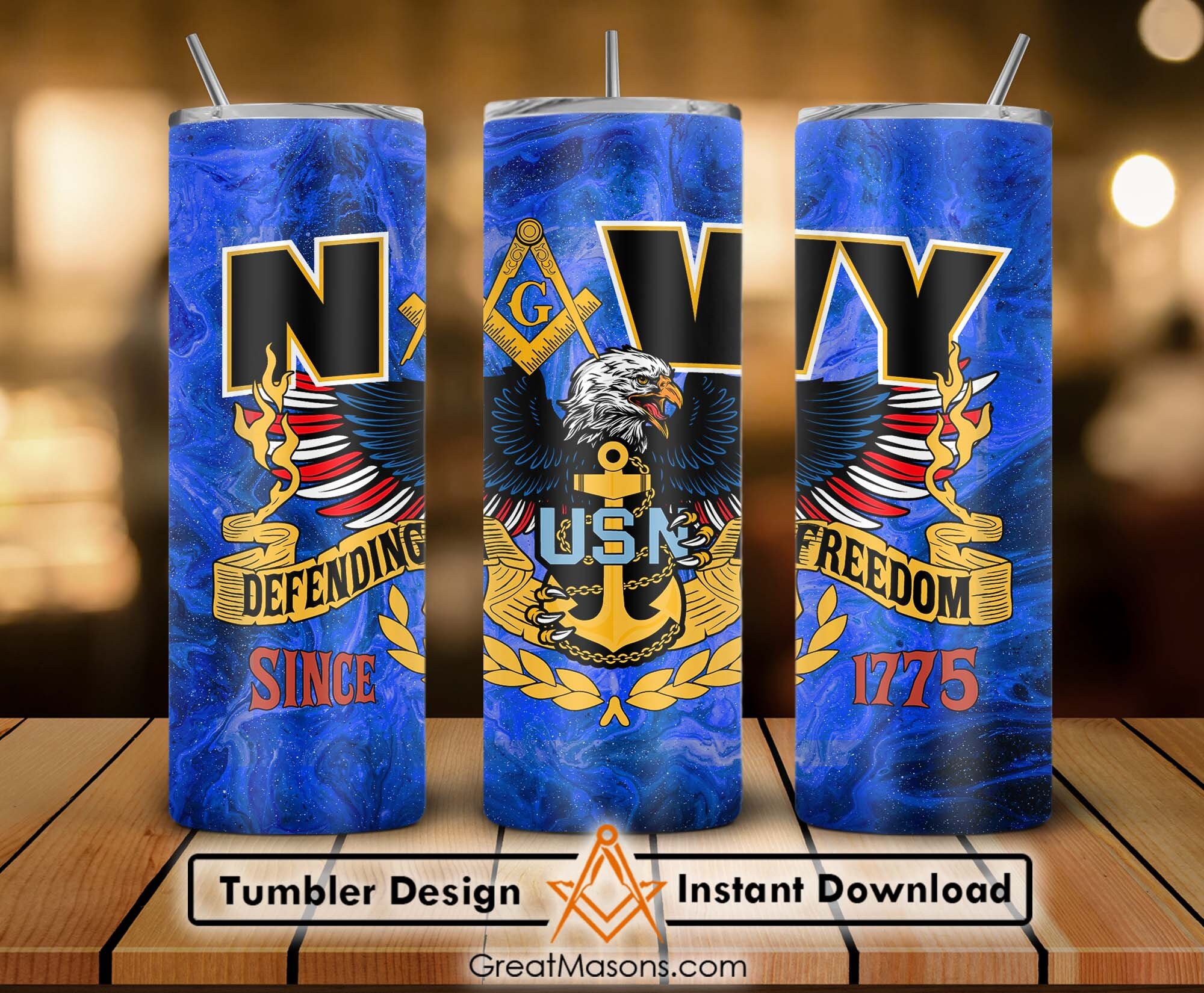 US Navy Mason Masonic Great Masons 20oz 30oz Skinny Tumbler - Etsy