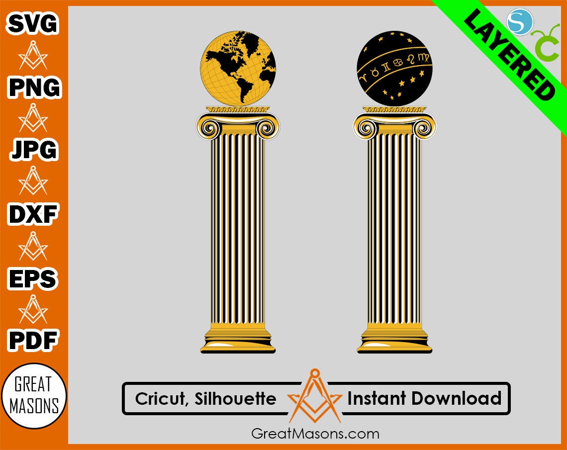 Masonic Columns Pillar Gold File Svg - Great Masons Design *SVG, Png ...