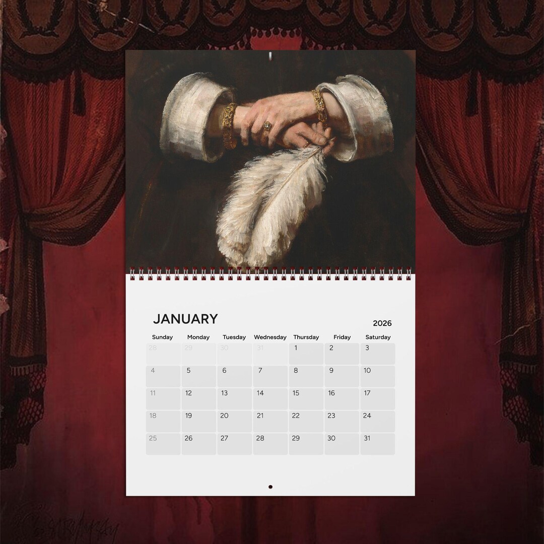 Dark Academia / Classical Hands Wall Calendar 2026 - Etsy