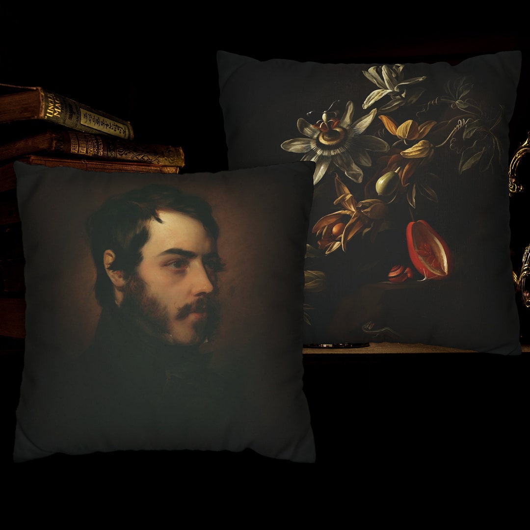 Victorian Poet Portrait Still Life Pillow Cover - Etsy