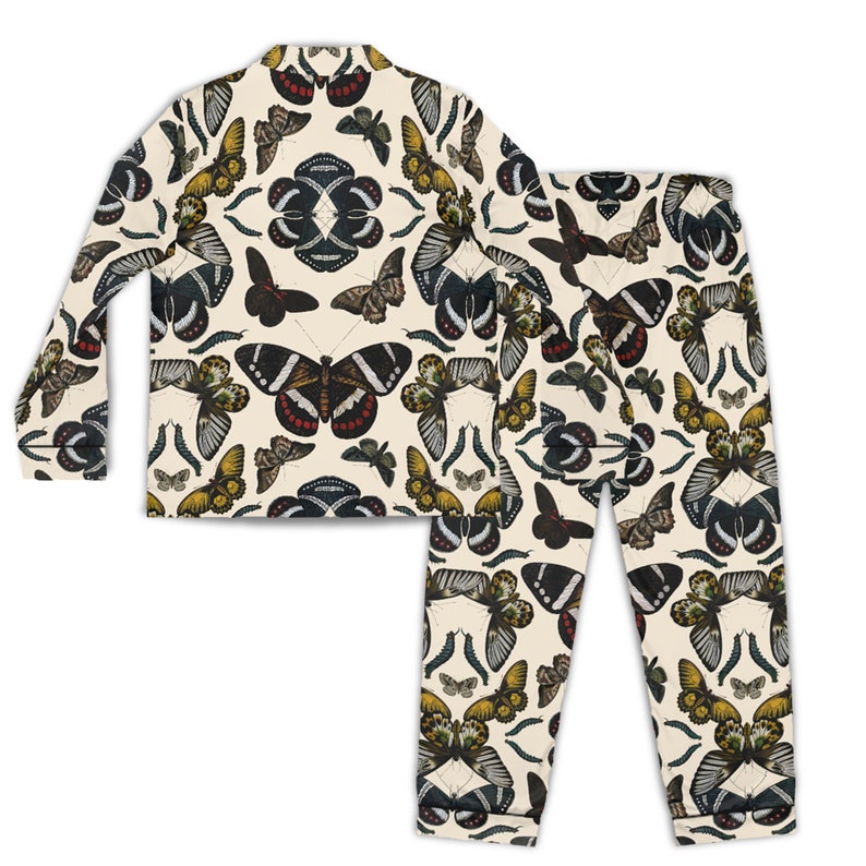Antique Butterfly Satin Pajamas Set Ivory - Etsy