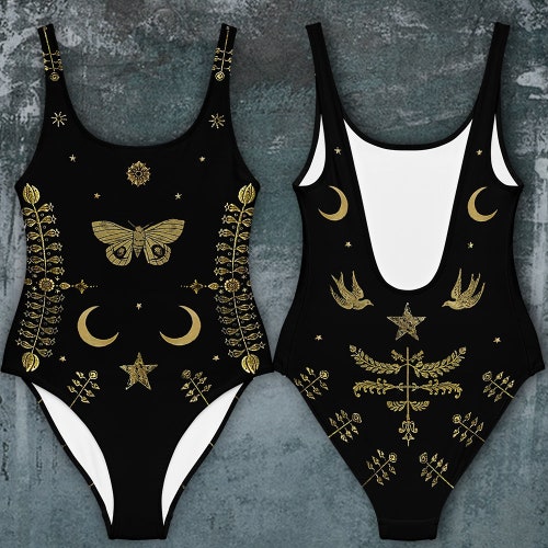 Occult Cicada Swimsuit Goth One-piece Swimsuit Pagan Ritual - Etsy