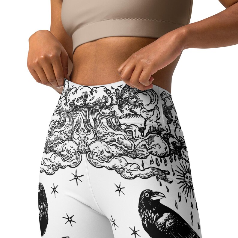 Victorian Castle Raven Yoga/swim Leggings White or Gray - Etsy