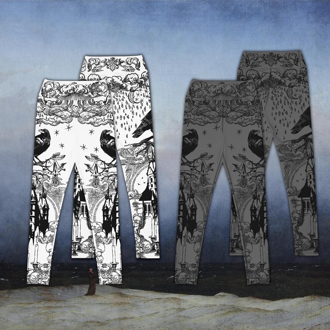 Victorian Castle Raven Yoga/swim Leggings White or Gray - Etsy