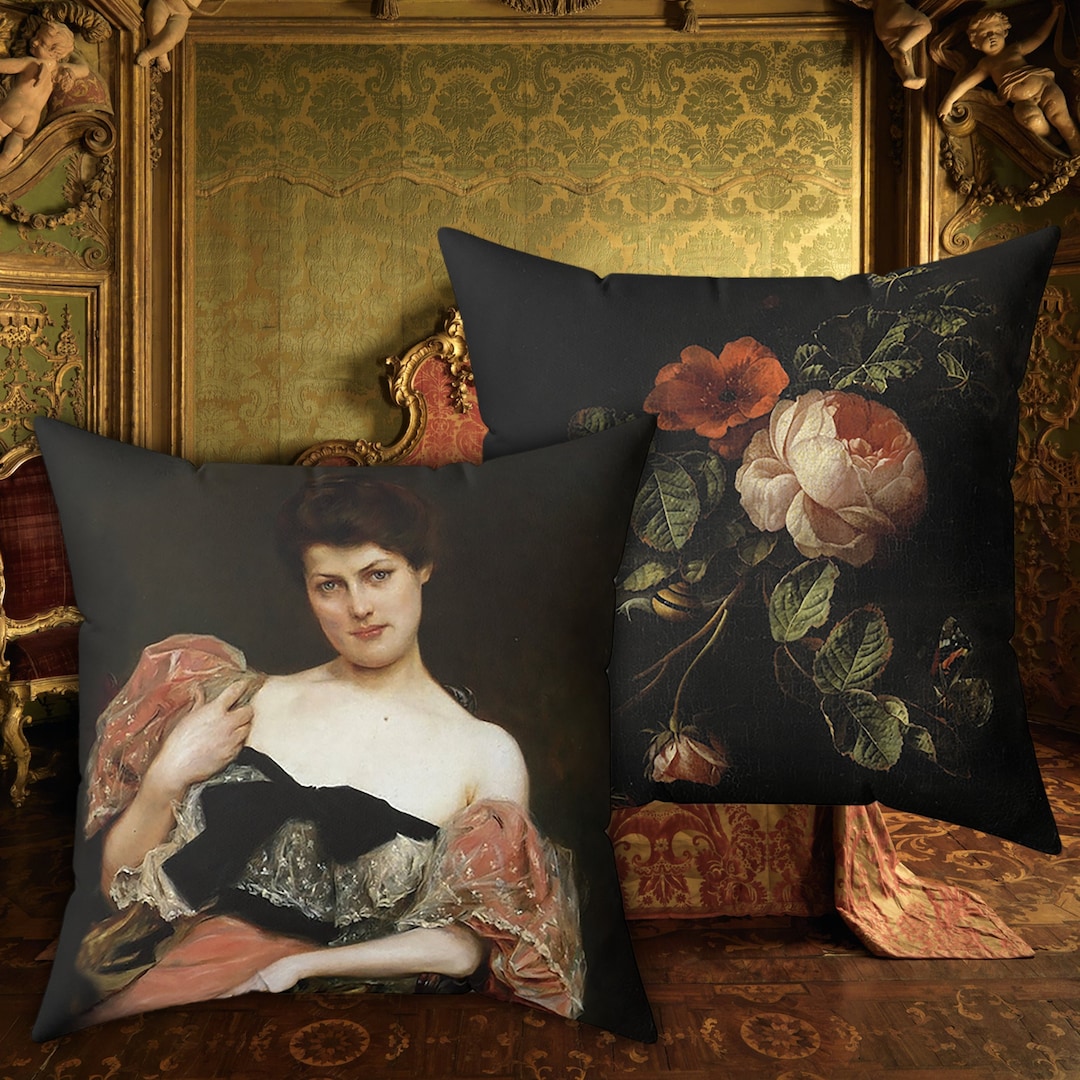 Victorian Pink Lady Portrait Pillow Cover - Etsy