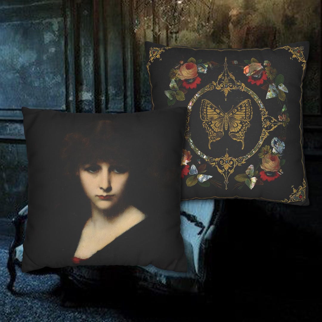 Victorian Papillon Portrait Reversible Pillow Cover - Etsy