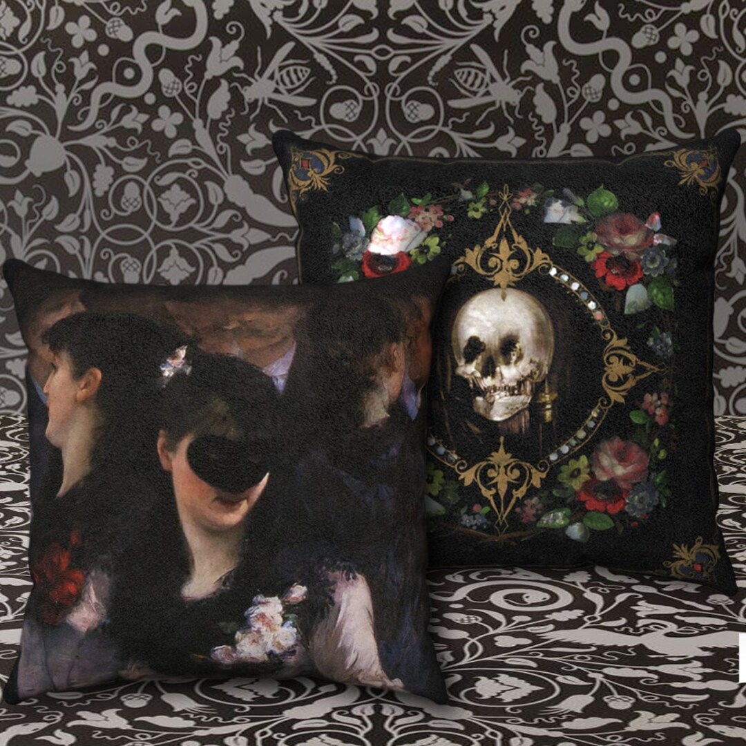 Victorian Masquerade Skull Vanity Illusion Pillow Cover - Etsy