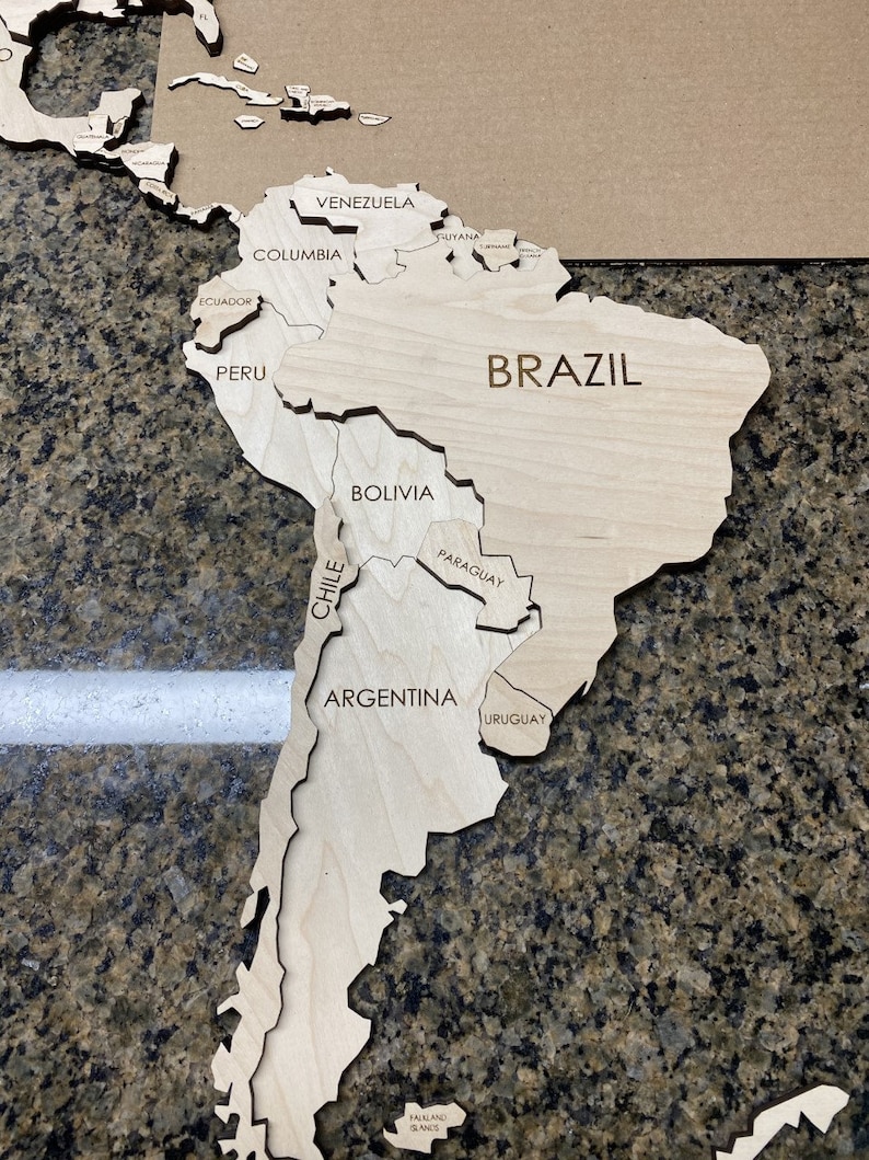 Digital File - World Map Wall Art for Glowforge Laser Cutter - 6' Wide ...