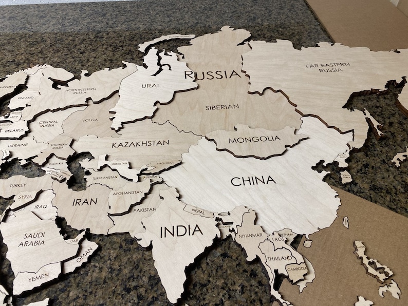 Digital File - World Map Wall Art for Glowforge Laser Cutter - 6' Wide ...