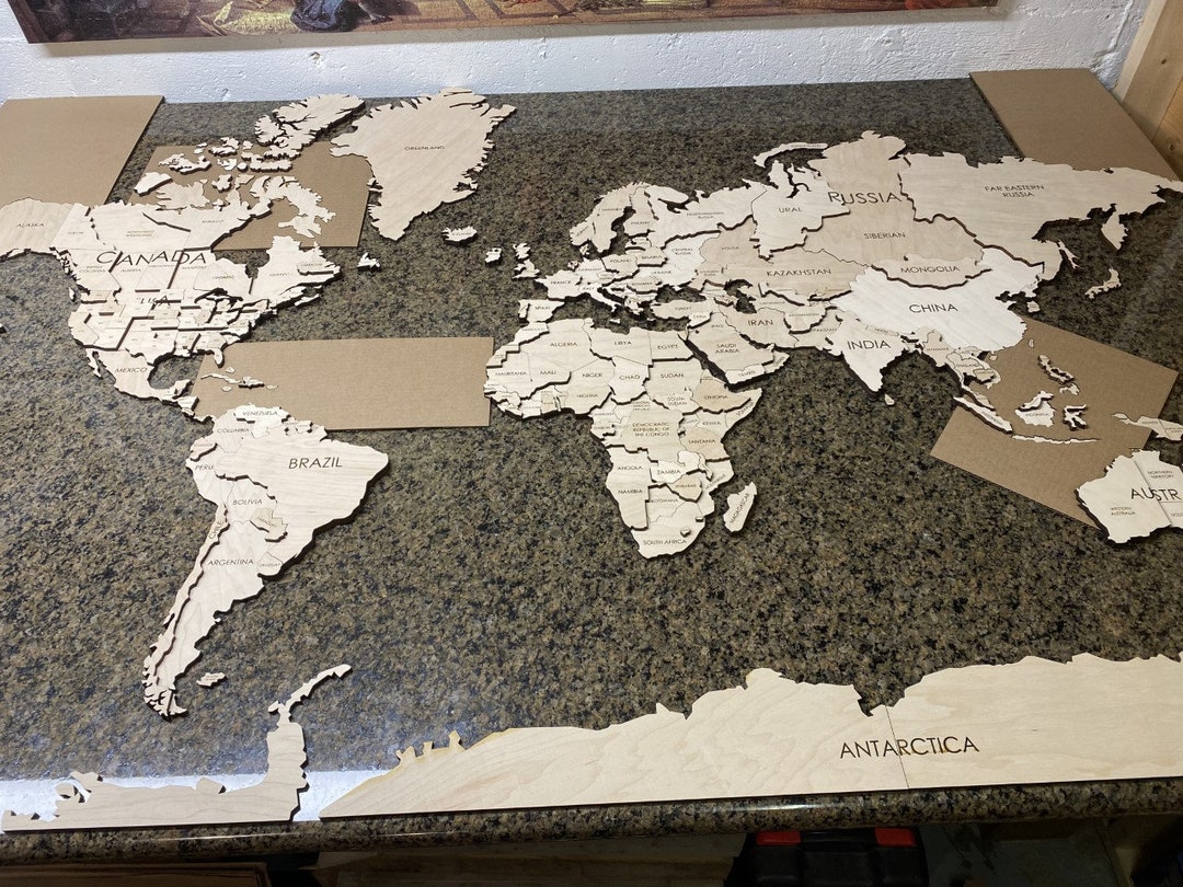 Digital File - World Map Wall Art for Glowforge Laser Cutter - 6' Wide ...