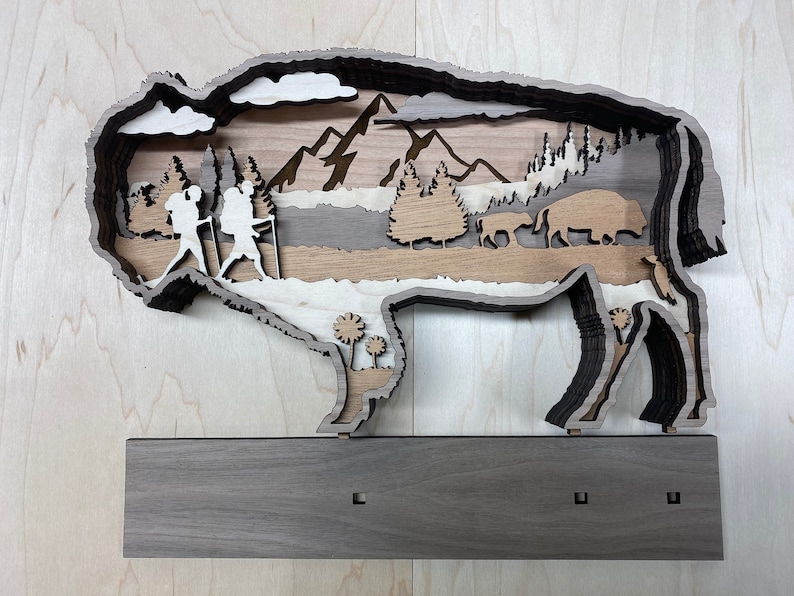 Digital File - 7 Layer Bison Art Piece for Glowforge - SVG - PDF ...