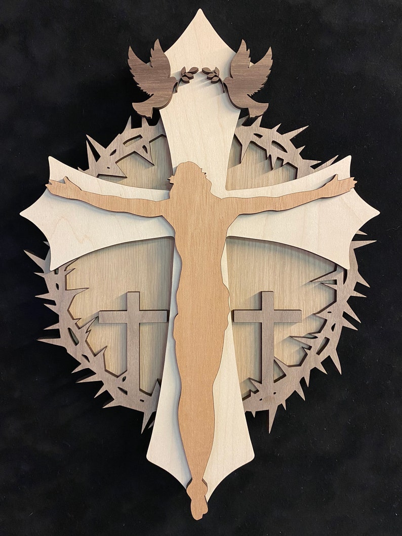 Digital File - 4 Layer Cross Art Piece for Glowforge - SVG - DXF - PDF ...