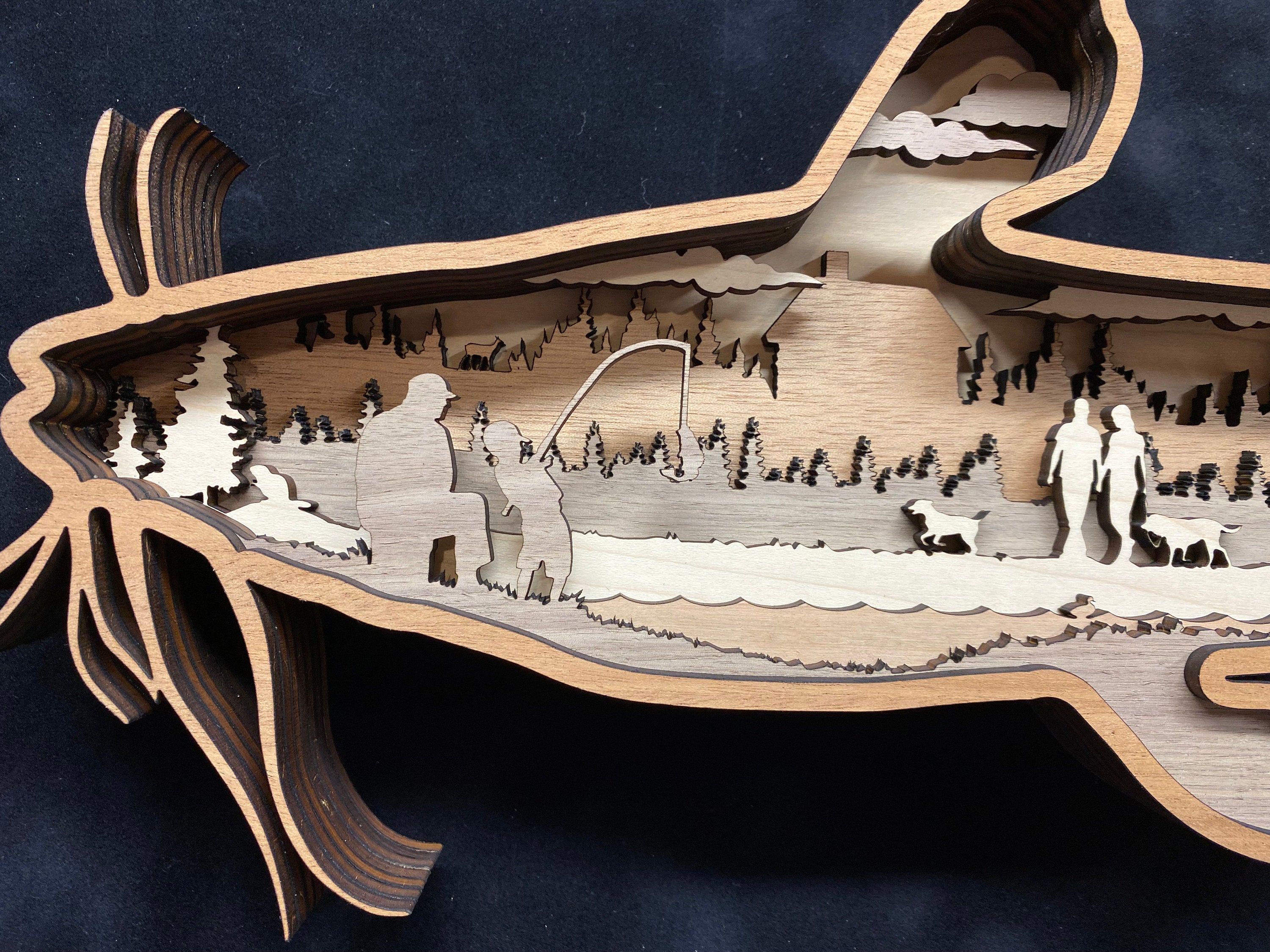 Digital File - 7 Layer Catfish Art Piece for Glowforge - SVG - PDF ...