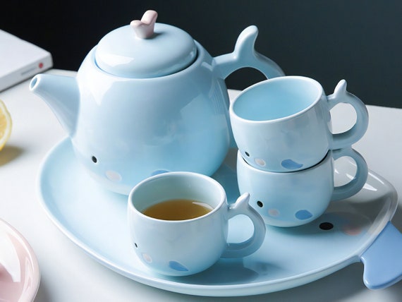 Kitchen & Dining Tea Cups & Sets Tea Set With Teapot,Lovely Whale ...