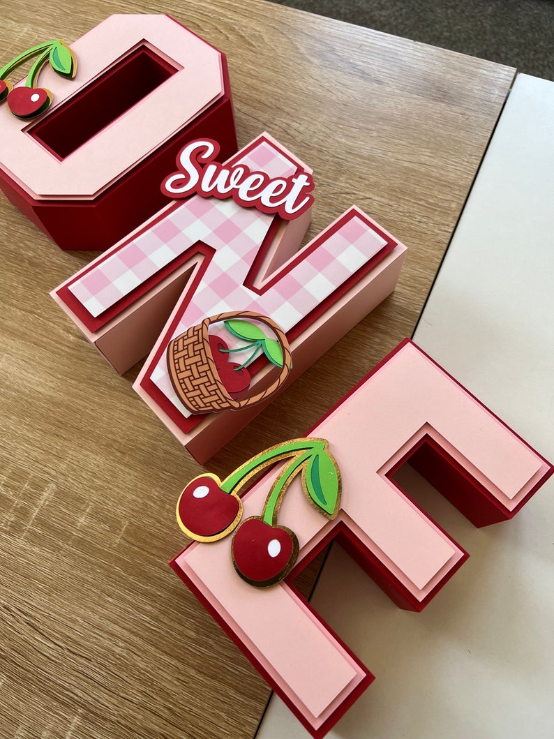 3D Cherry Letters, Cherry First Birthday, One Birthday Decoration ...