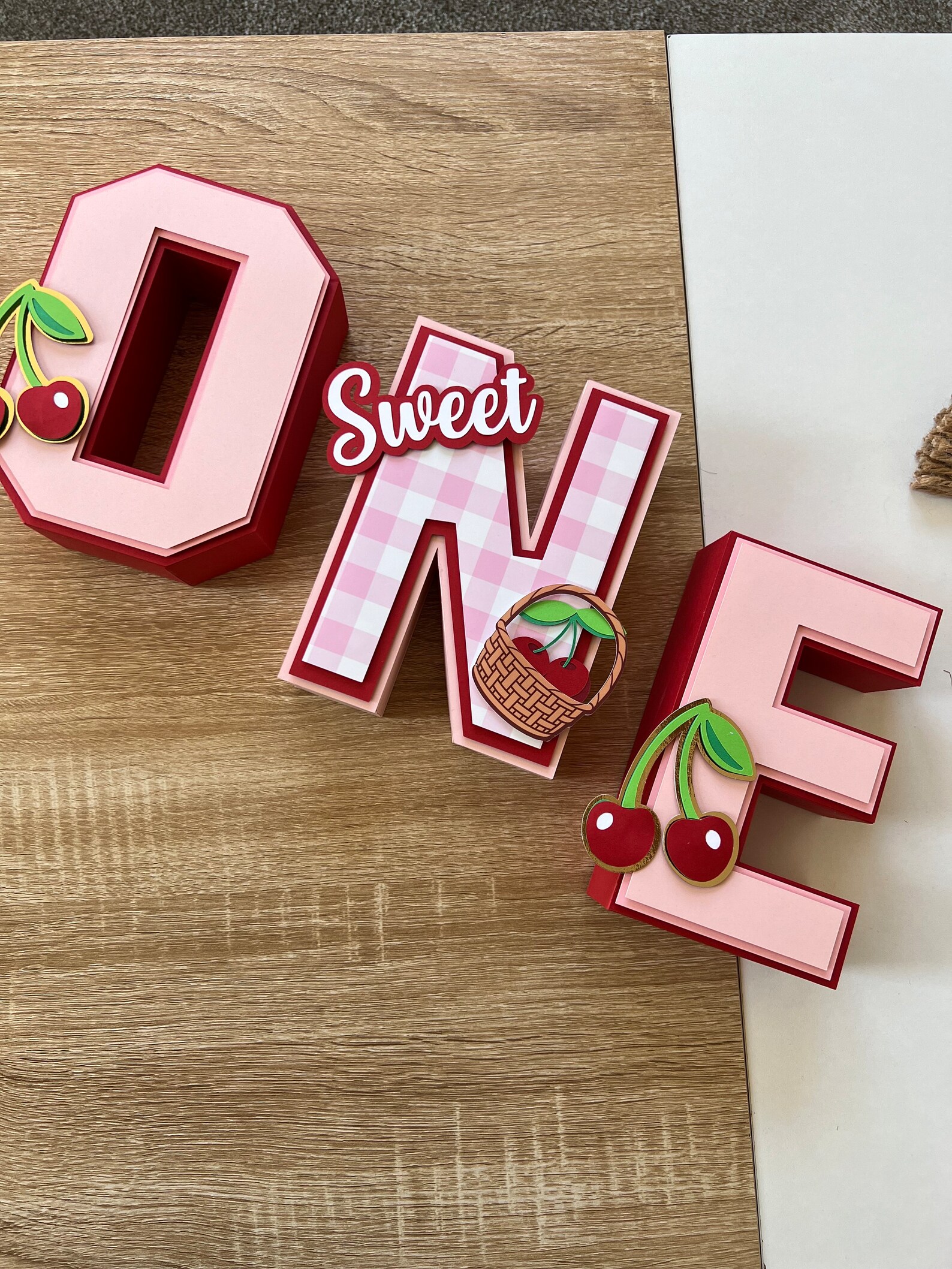 3D Cherry Letters, Cherry First Birthday, One Birthday Decoration ...