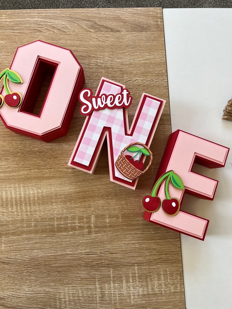 3D Cherry Letters, Cherry First Birthday, One Birthday Decoration ...
