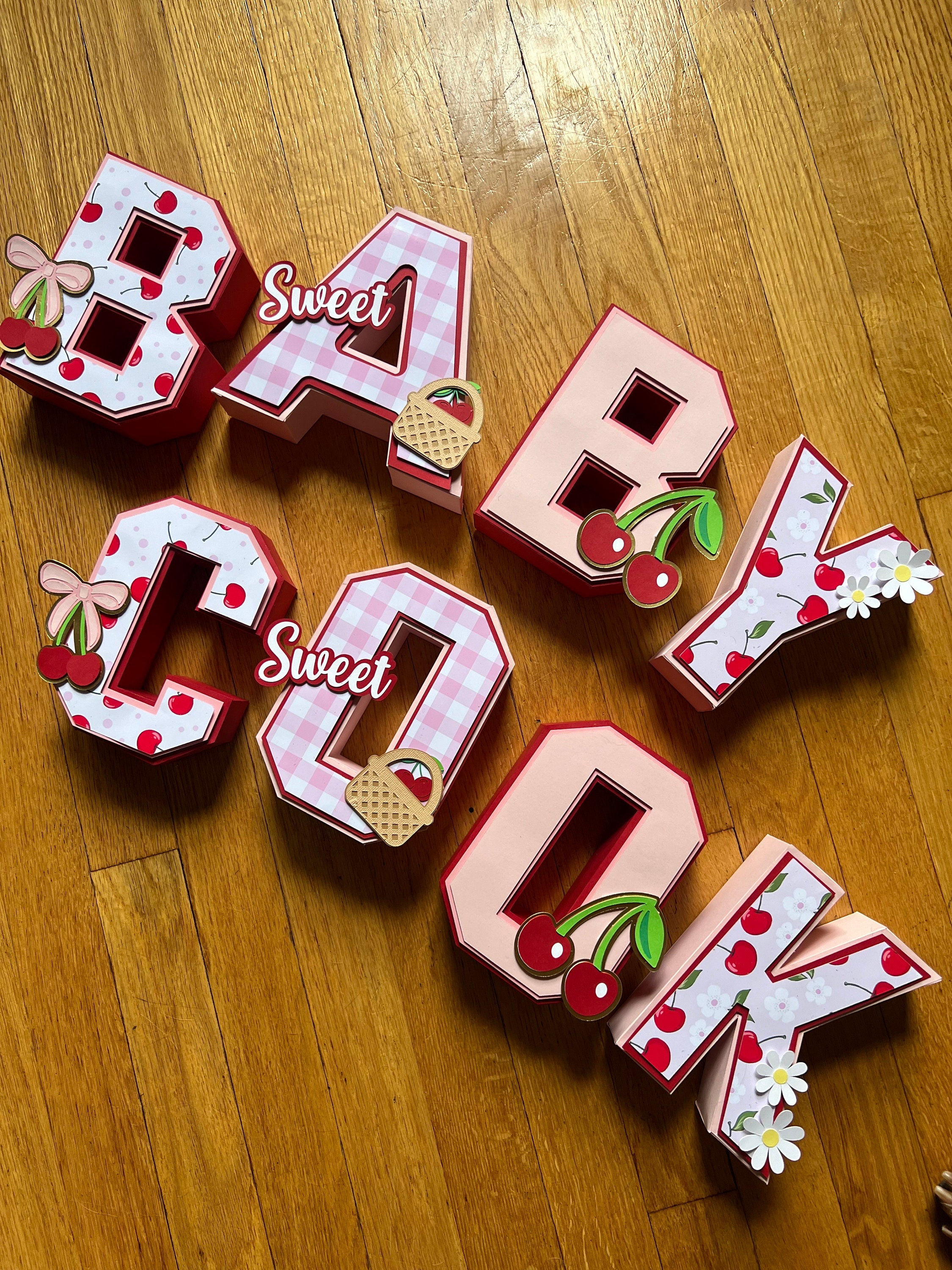 3D Cherry Letters, Cherry First Birthday, One Birthday Decoration ...