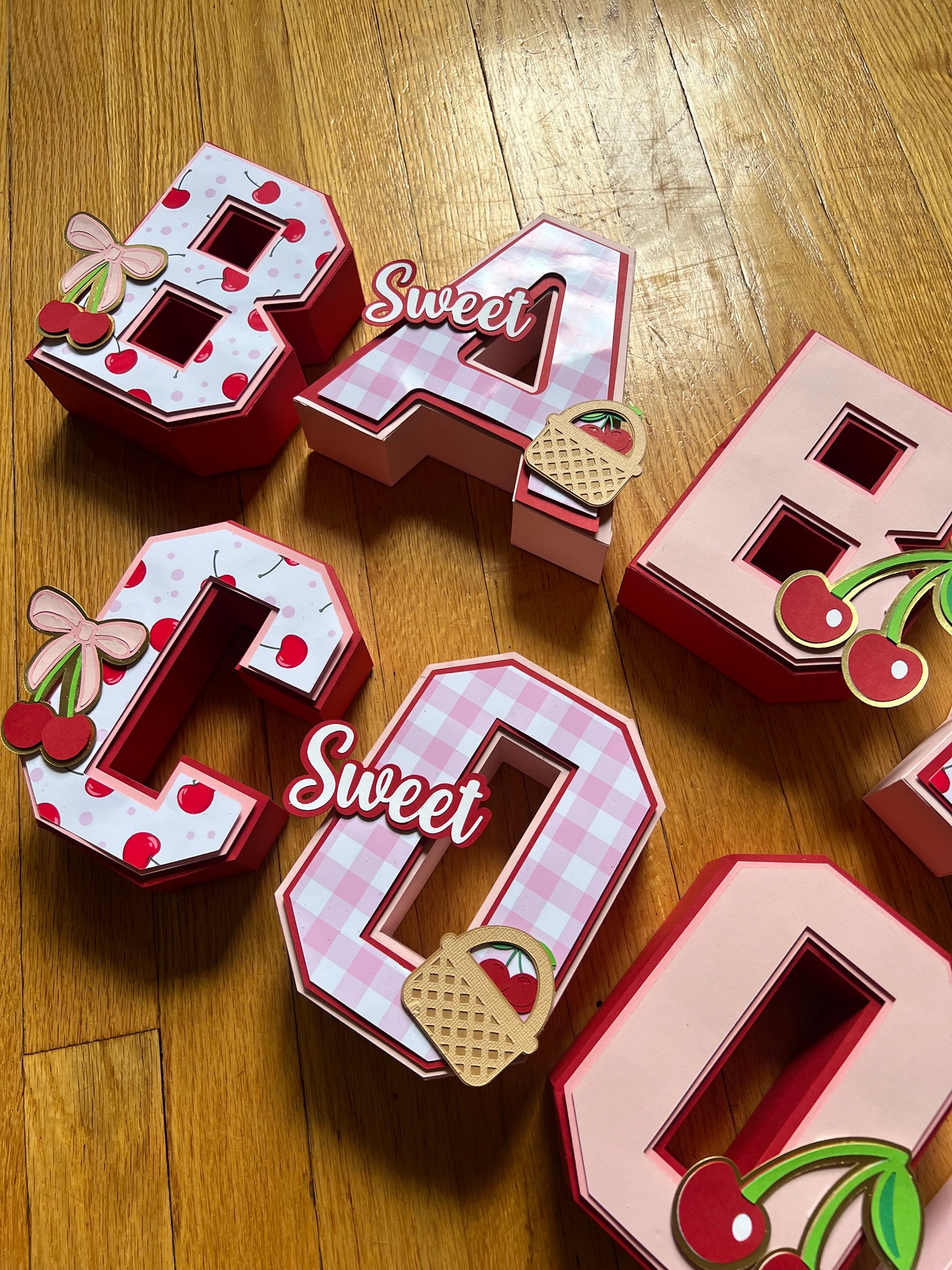 3D Cherry Letters, Cherry First Birthday, One Birthday Decoration ...