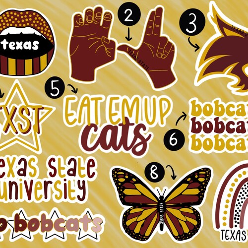 Texas State University Bobcats Combo Logo Car Decal Sticker | Etsy