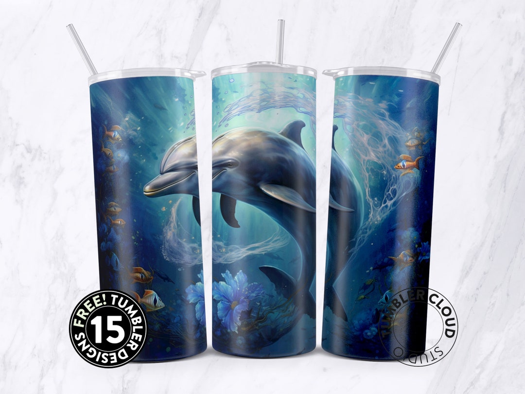 Dolphin Tumbler, Dolphin Tumbler Wrap, Undersea Tumbler Wrap, Ocean ...