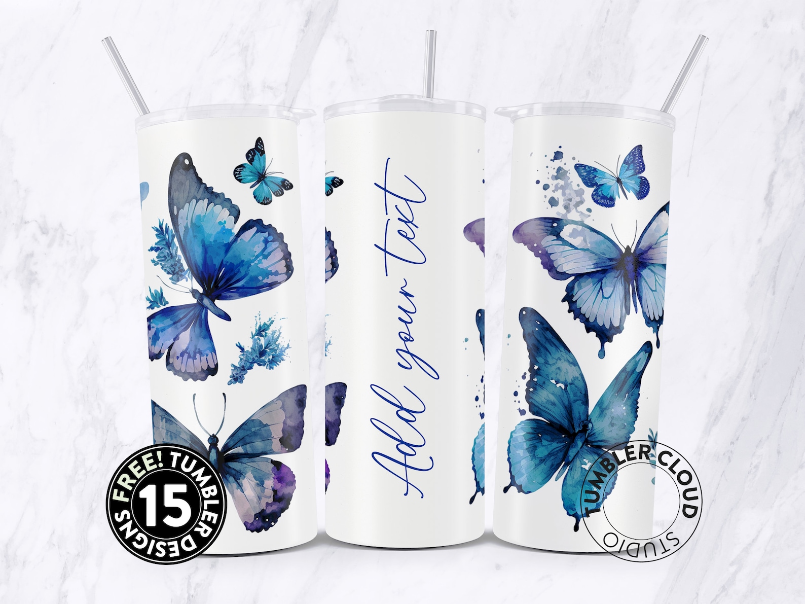 Blue Butterfly Tumbler, Butterfly Gifts for Women, Retro Butterfly ...