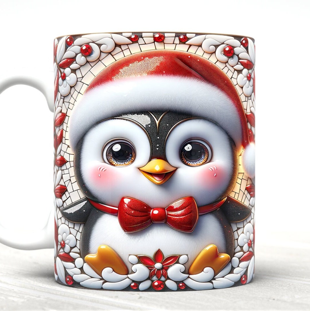 3D Cute Penguin Mug Wrap, Christmas 3D Penguin 11oz and 15oz Animal Mug ...