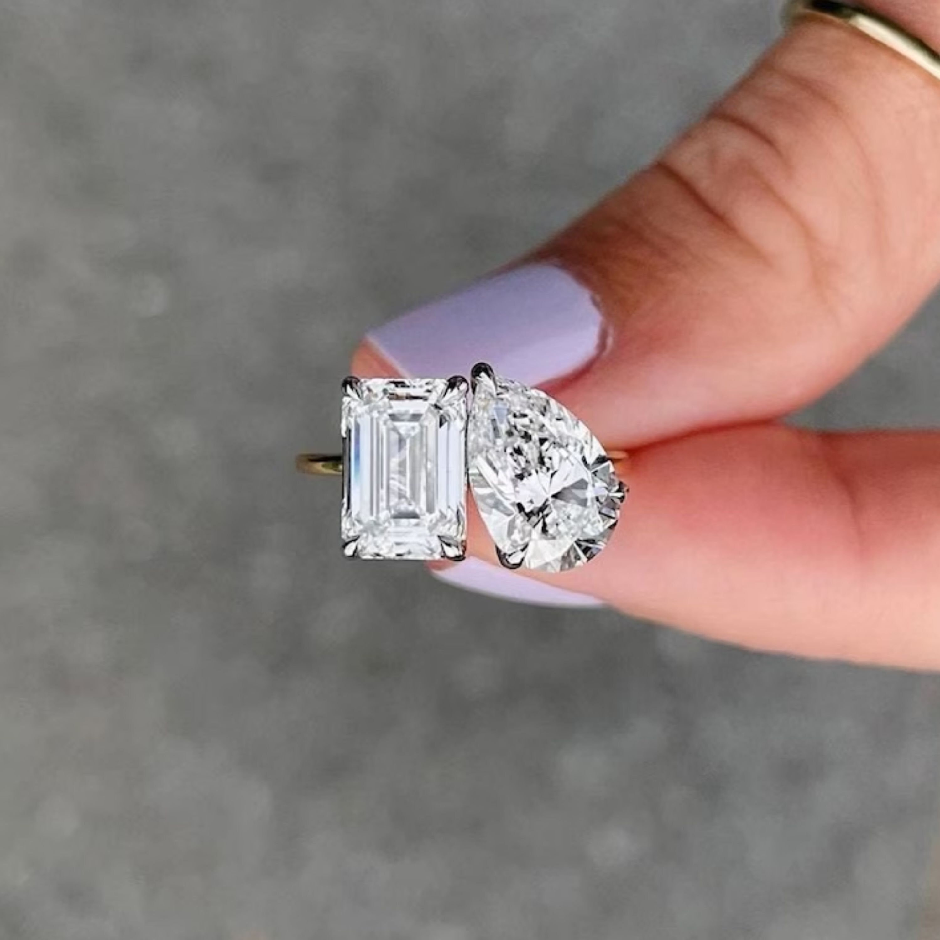 Pear Cut Ring Toi Et Moi Ring Double Stone Engagement Ring - Etsy