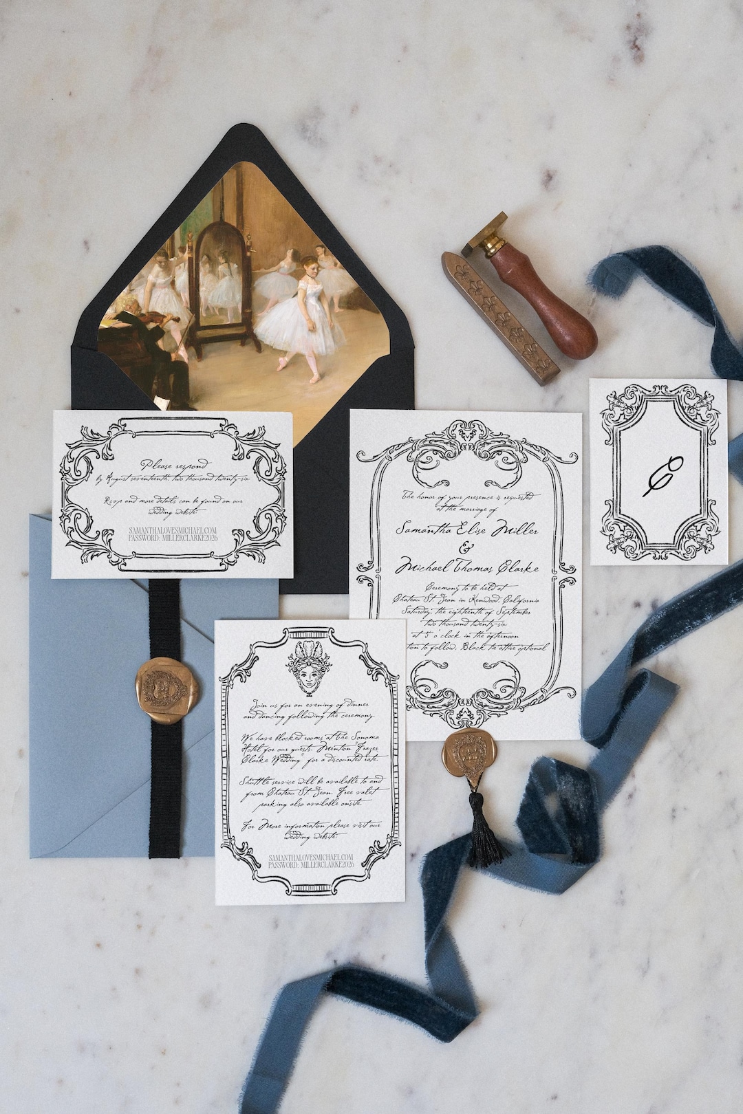 Rococo Invitation Suite Editable Wedding Stationery Set Template ...